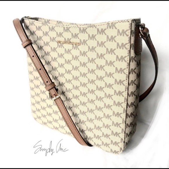 Michael Kors | Bags | Nwt Authentic Mk Monogram Messenger Bag Acorn Tan ...